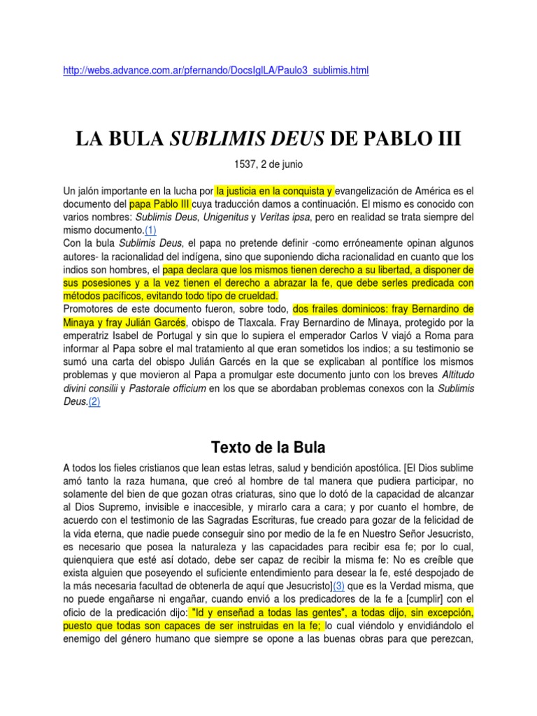 Sublimis Deus | PDF | Papa | Fe