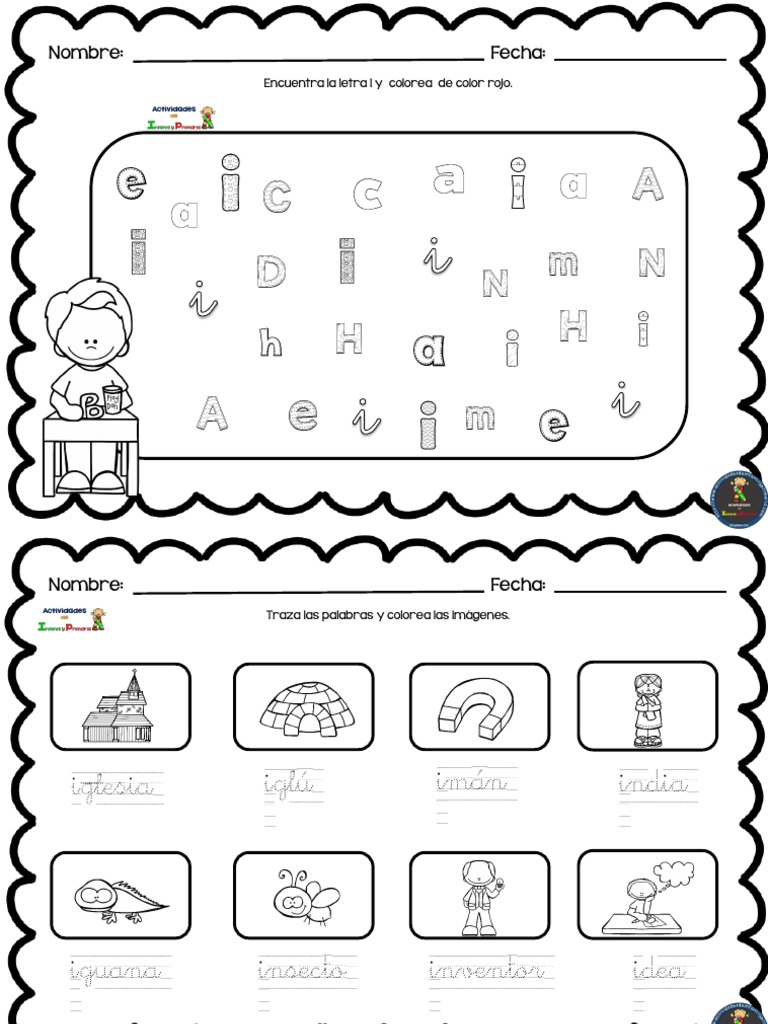 Colección de Fichas para Trabajar Las Vocales. La Letra I PDF | PDF