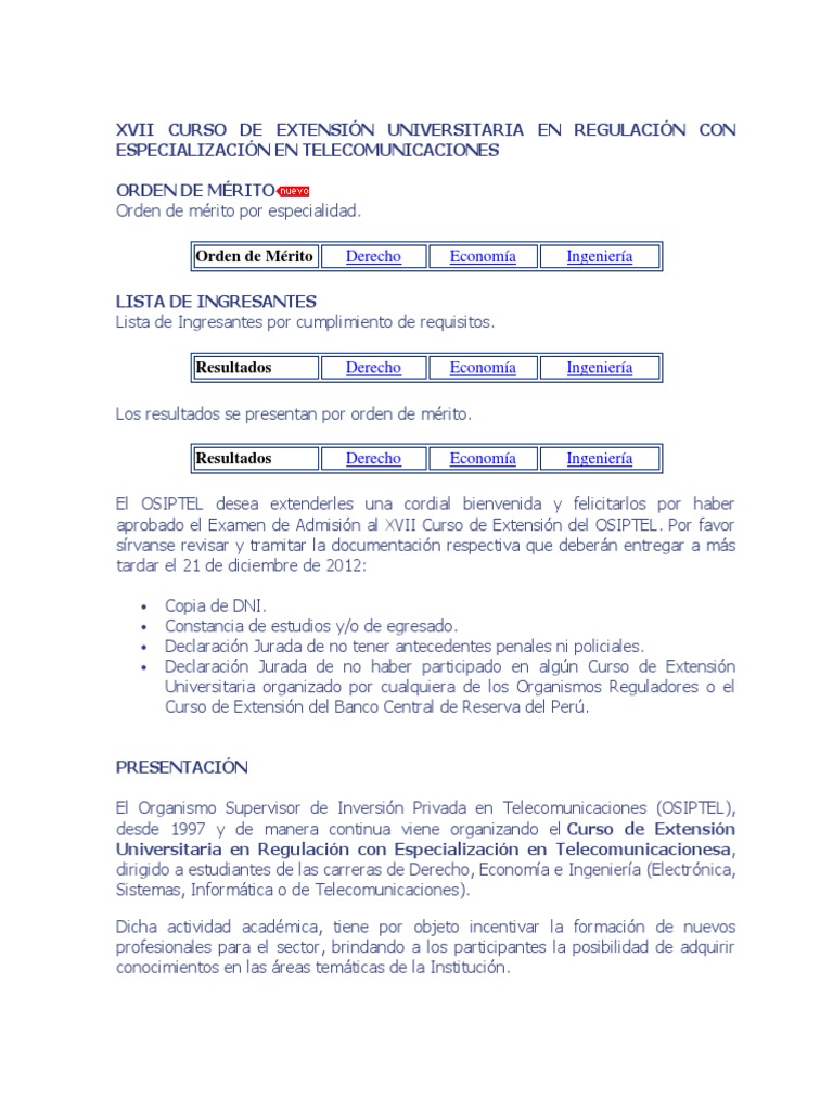 Xvii Curso de Extension Universitaria en Regulacion | PDF | Universidad ... Xvii Curso de Extension Universitaria en Regulacion | PDF | Universidad ...