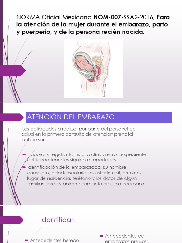 NORMA Oficial Mexicana NOM 007 SSA2 2016 para La Atención | PDF | El ...