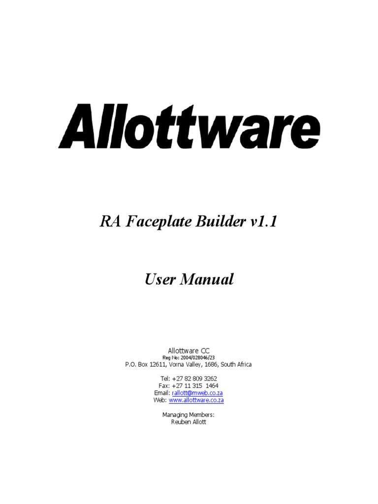 Ra Faceplate Builder V1 1 Pdf Html Computing