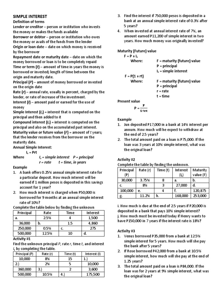 Simple and Compound Interest | PDF | Interest | Present Value