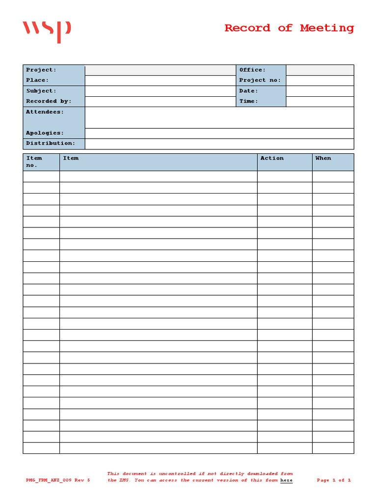 Record of Meeting: Project: Office: Place: Project No: Subject: Date ...