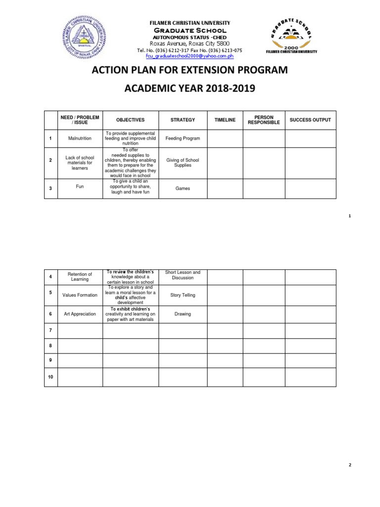 Outreach Action Plan 1 | PDF | Change | Pedagogy