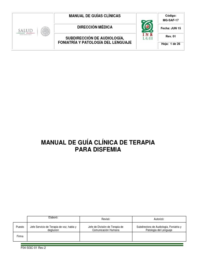 Guia Clinica Disfemia PDF | PDF | Tartamudeo | Ritmo