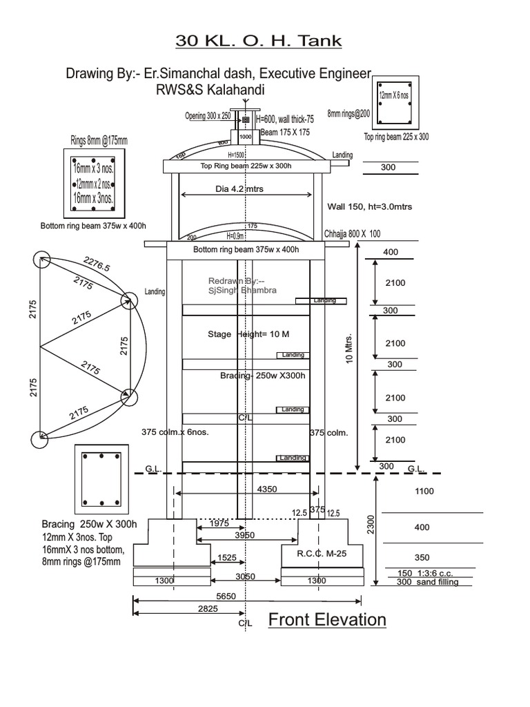 30 KL. O. H. Tank: Drawing By:-Er - Simanchal Dash, Executive Engineer ...