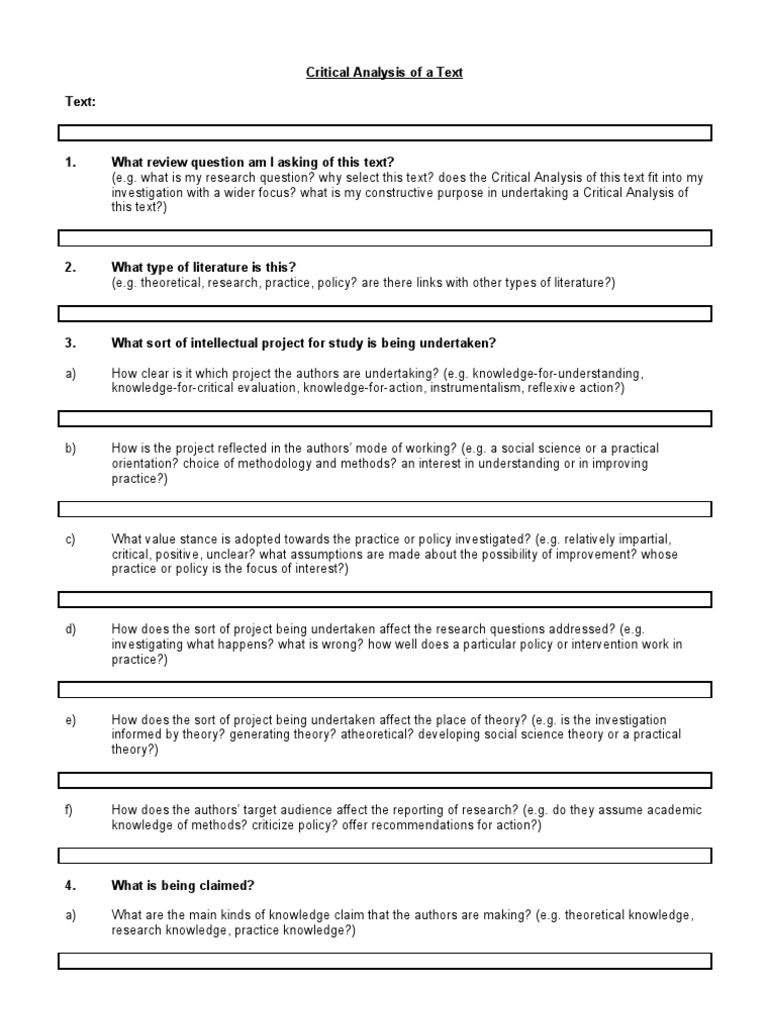 Critical Analysis of A Text Text | PDF | Critical Thinking | Knowledge