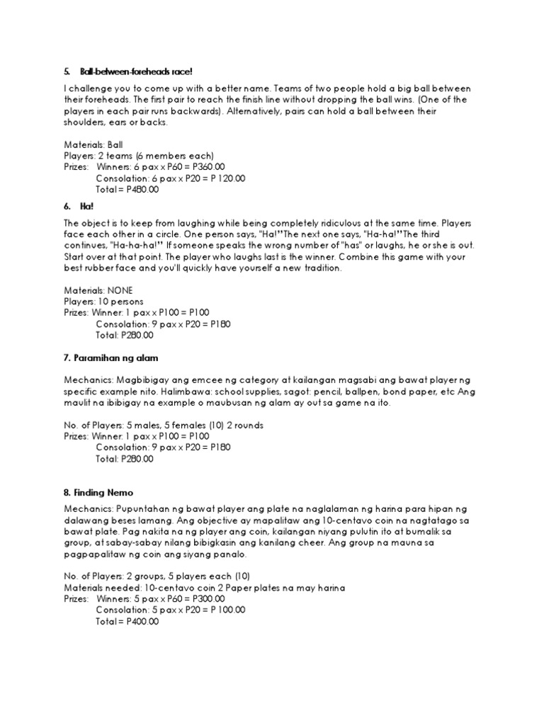 Ball-Between-Foreheads Race! | PDF | Leisure | Nature