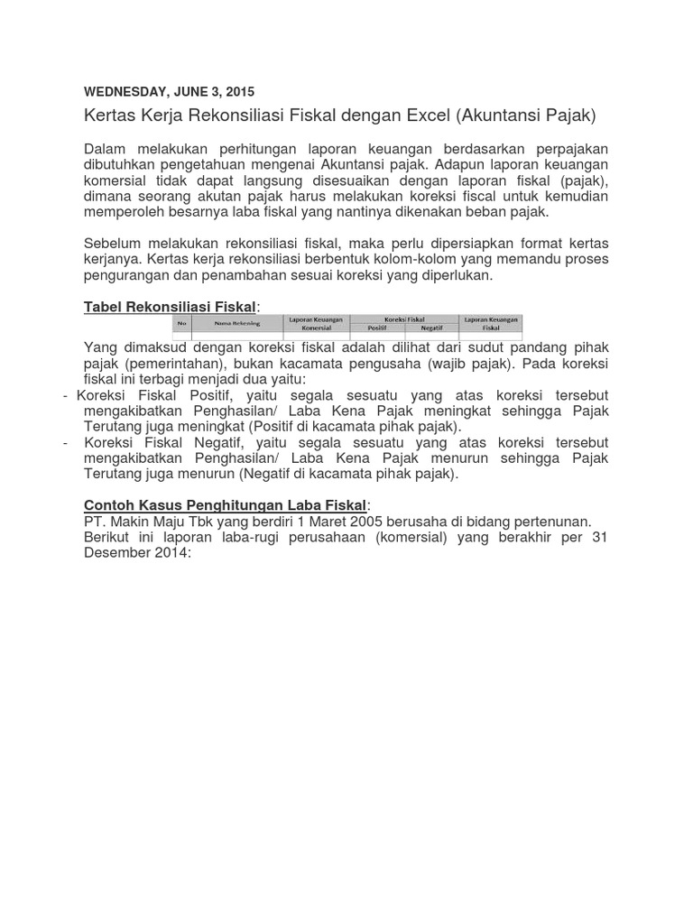 Contoh Rekon PT Maju Terus | PDF