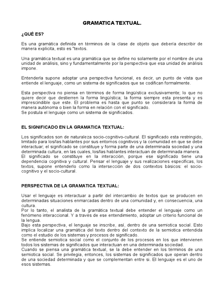 Gramatica Textual Prezi | PDF | Oración (Lingüística) | Lingüística