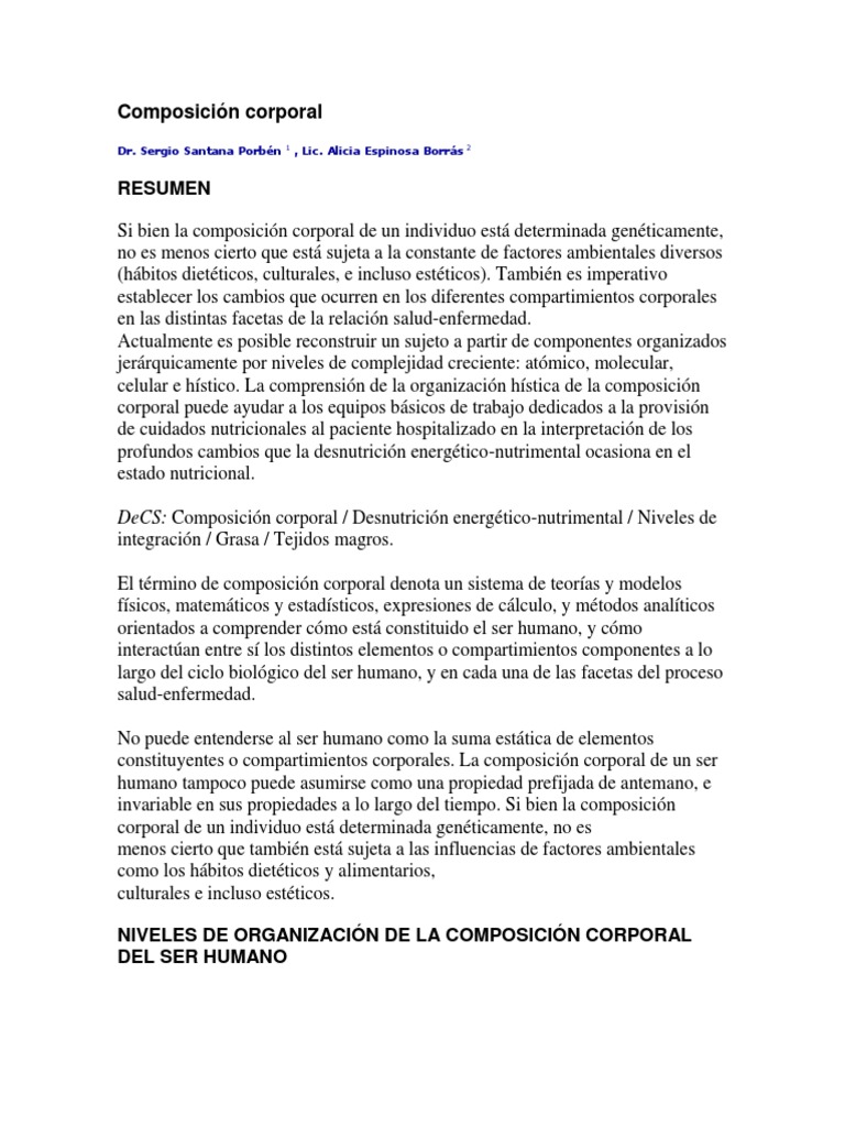 Composicion Corporal | PDF | Tejido adiposo | Potasio