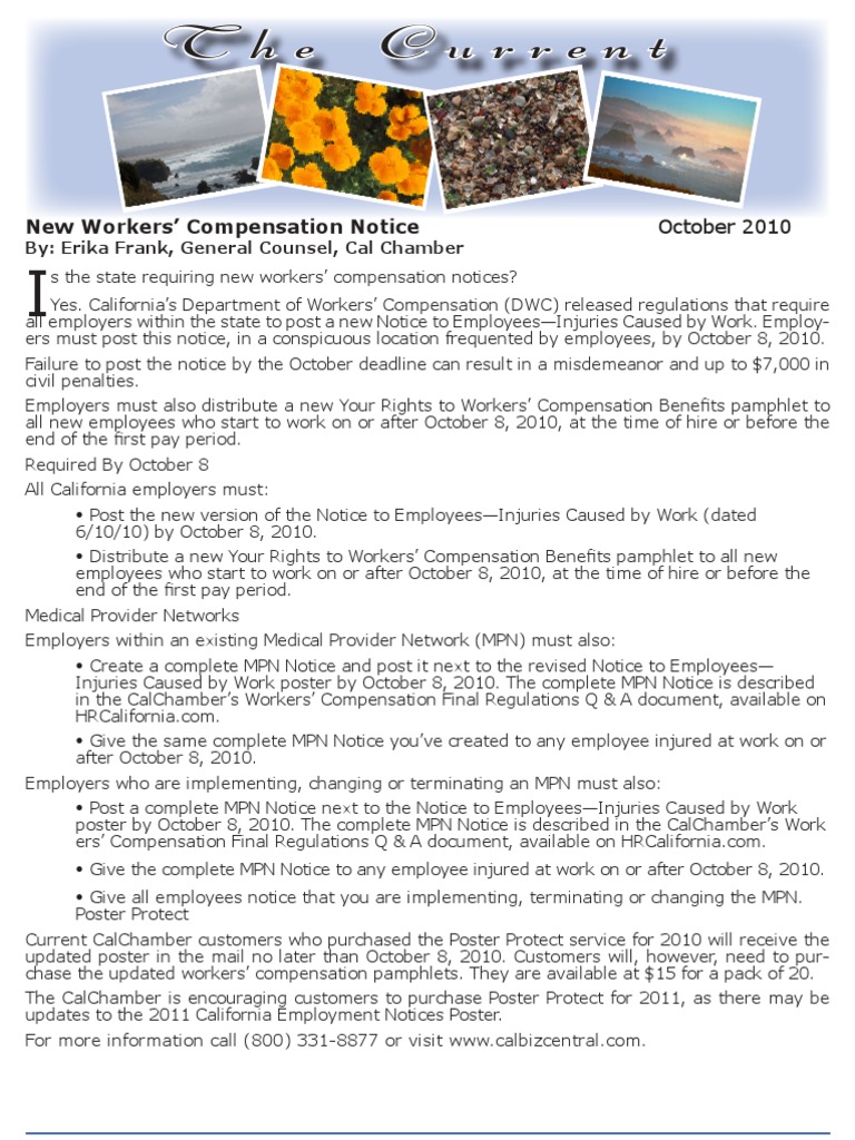 New Workers' Compensation Notice: October 2010 | PDF | Workers ...