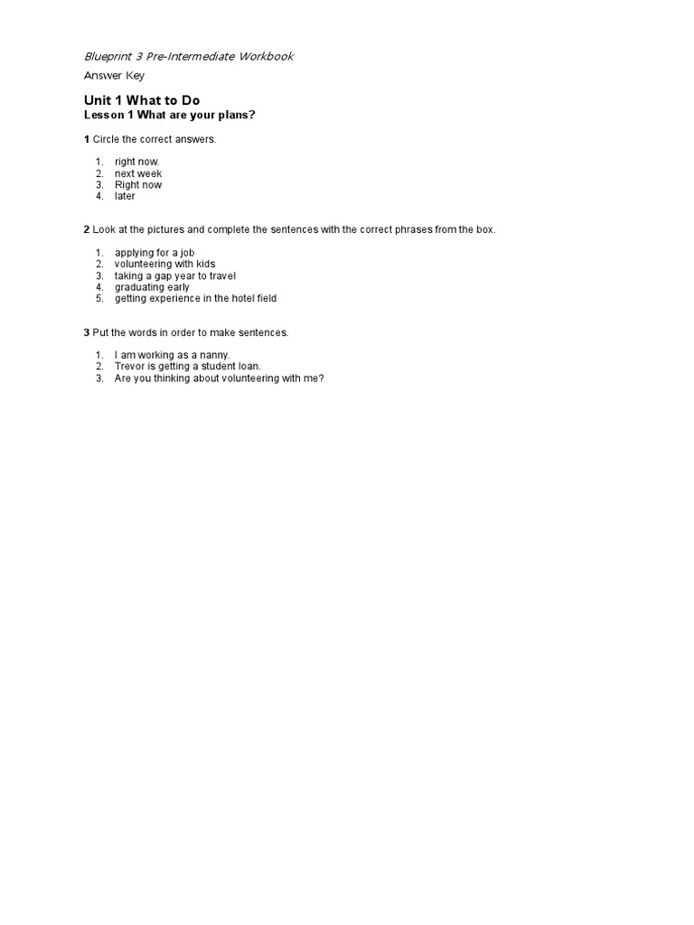 Blueprint WB 3 Answer Key | PDF | Question | Interview
