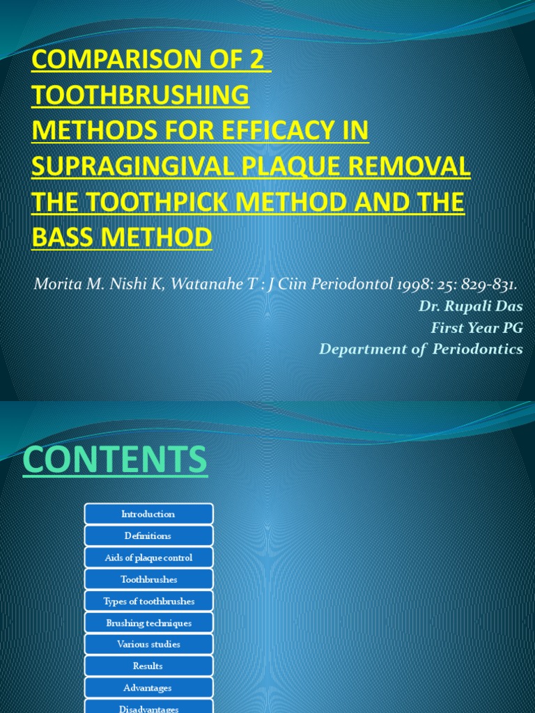 Comparison of 2 Toothbrushing Methods For Efficacy in Supragingival ...
