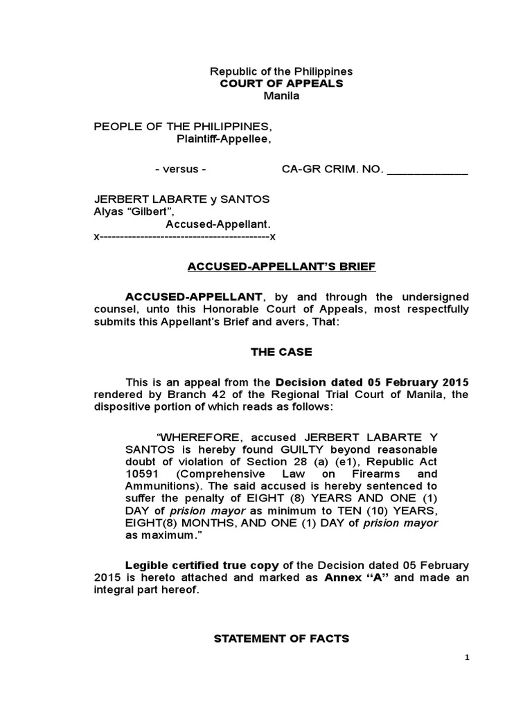 Appeal Brief: Jerbert Labarte Case | PDF | Witness | Testimony