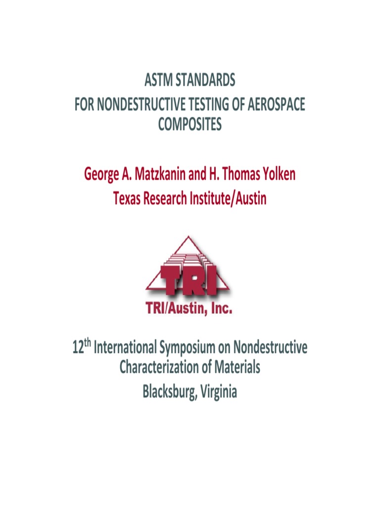 Astm Standards For Nondestructive Testing of Aerospace Composites | PDF ...