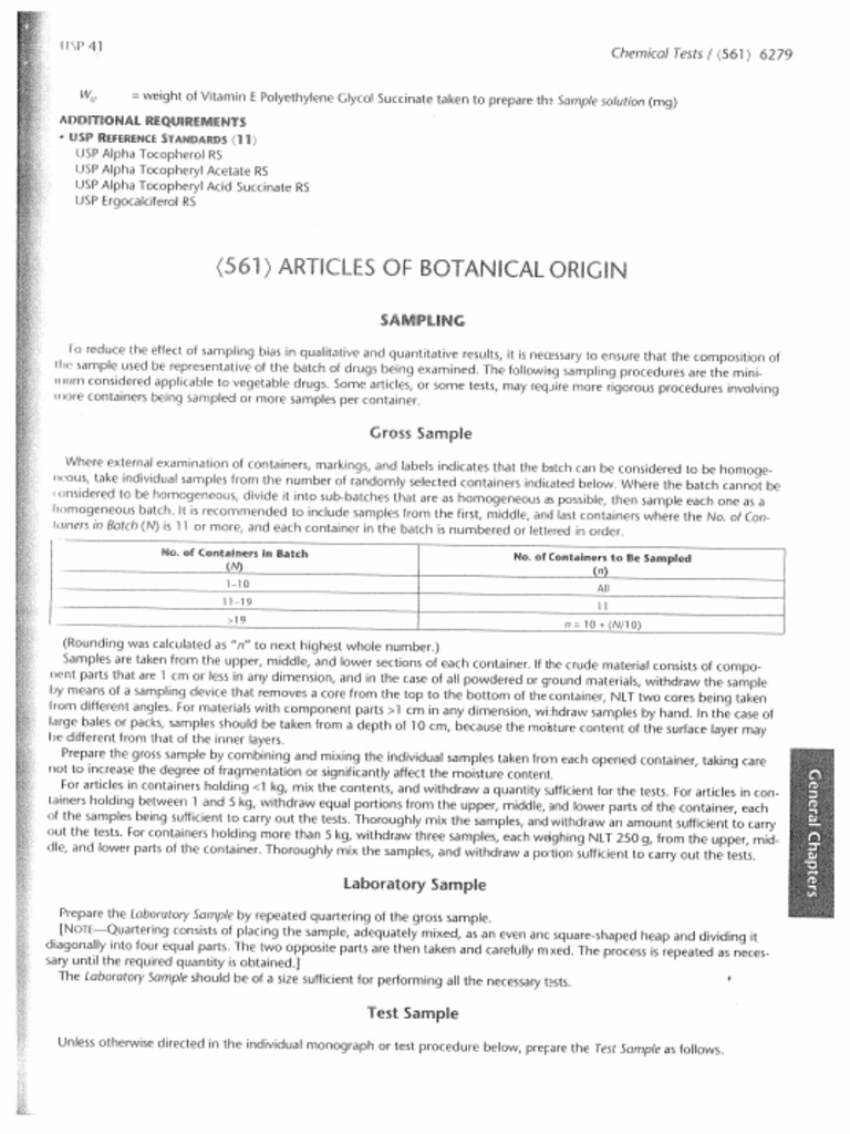 General Chapter 561 USP 41 Articles of Botanical Origin | PDF