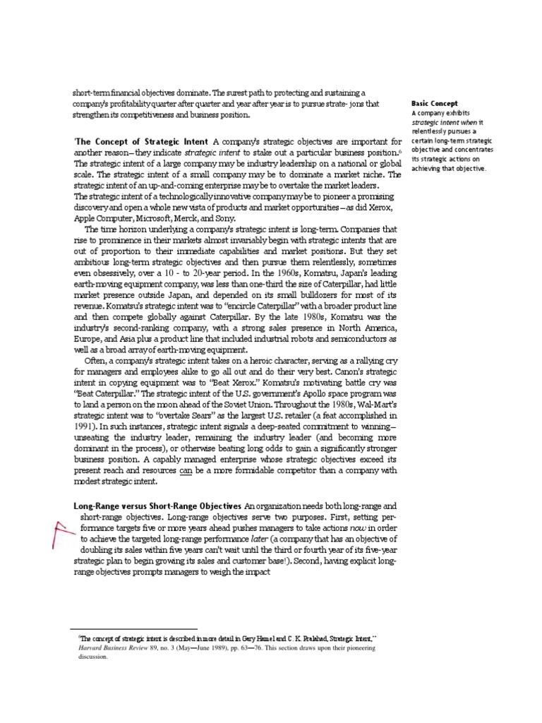 The Concept of Strategic Intent A Company | Download Free PDF ...
