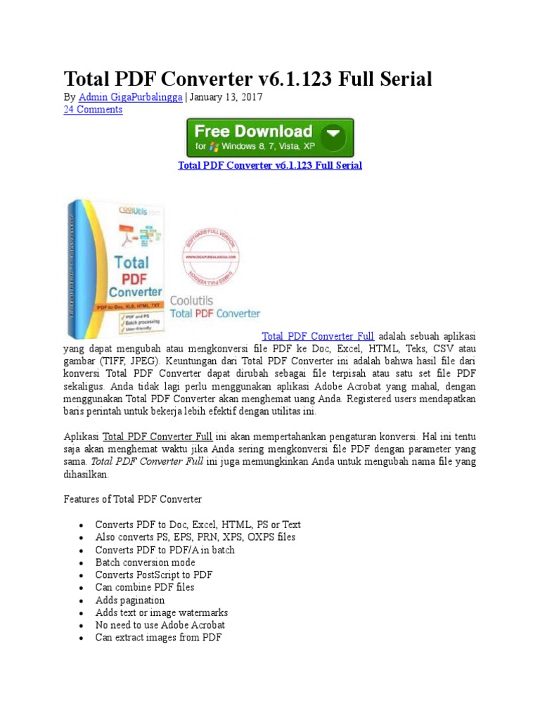 Total PDF Converter v6.1.123 Full Serial | PDF | Format File Komputer ...