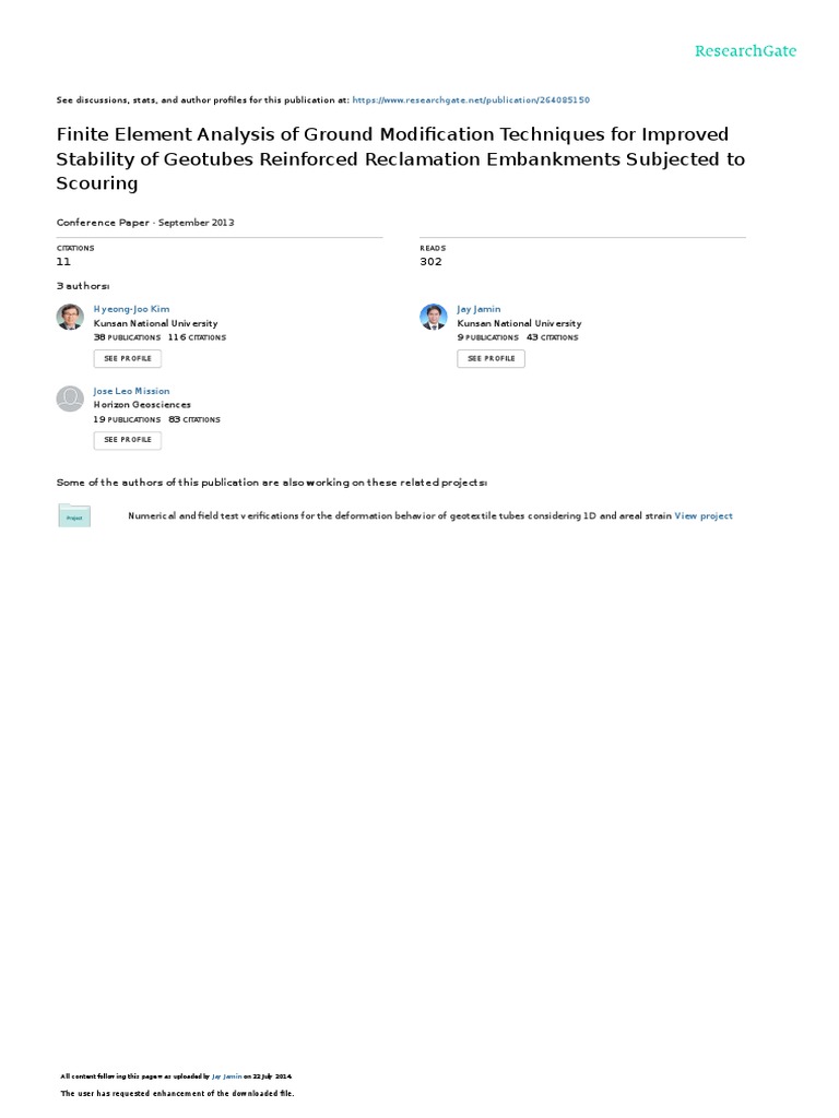 2013 Asem13 Geotubes Fem | PDF | Geotechnical Engineering | Levee