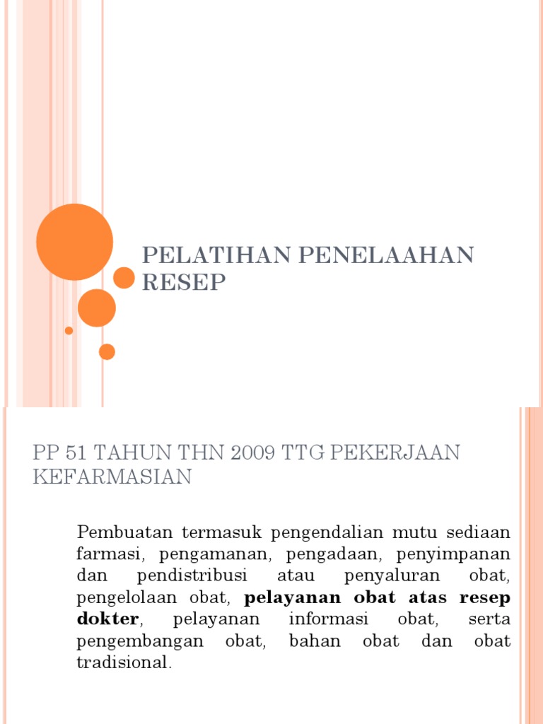 Panduan Telaah Resep Farmasi RS | PDF