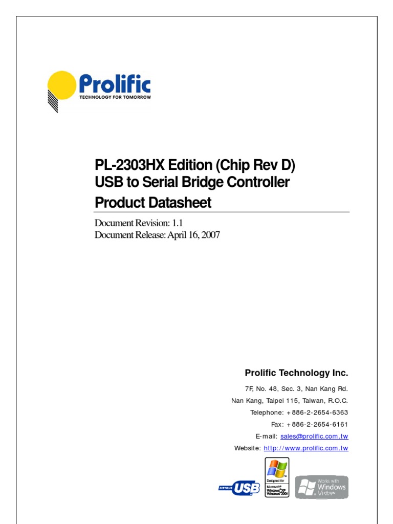 PL-2303HX Edition (Chip Rev D) USB To Serial Bridge Controller Product ...