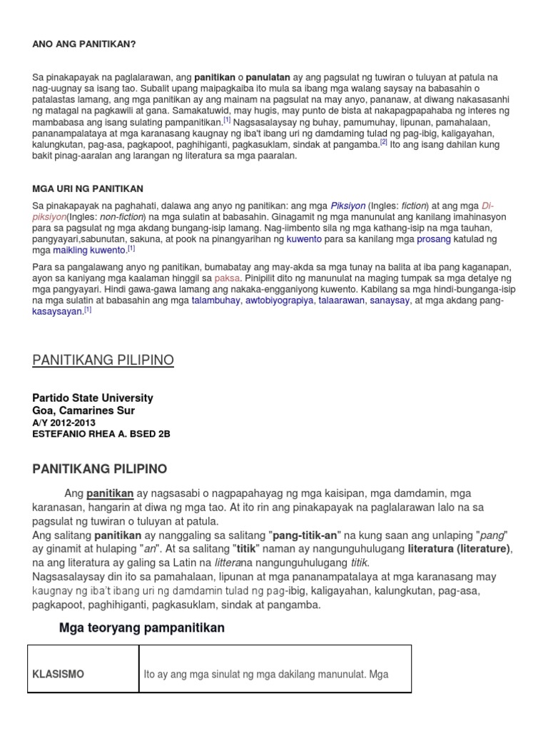 Ano Ang Panitikan | PDF