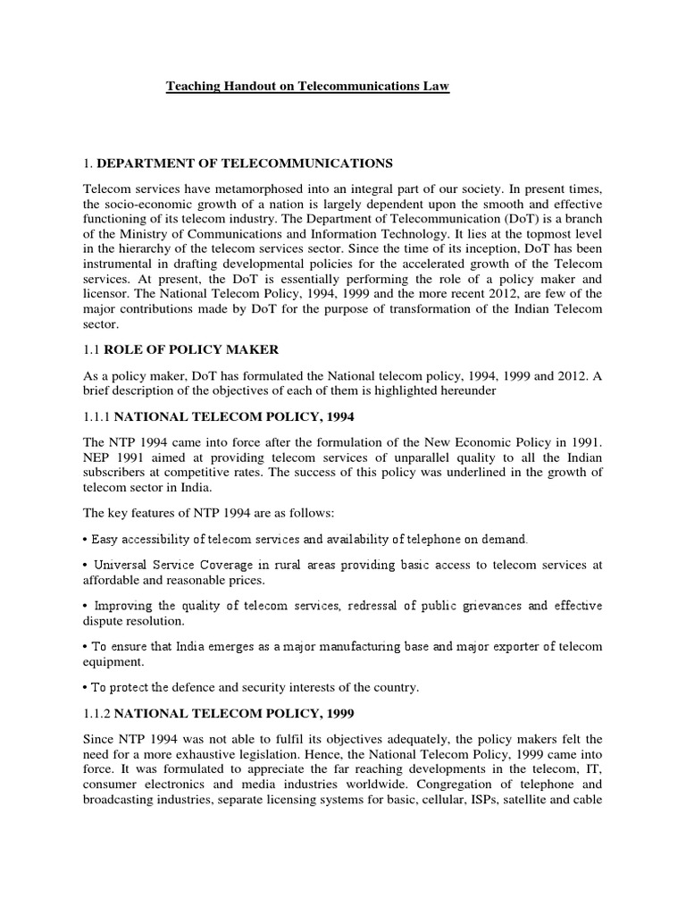 Telecommunications Law | PDF | Telecommunication | Broadband