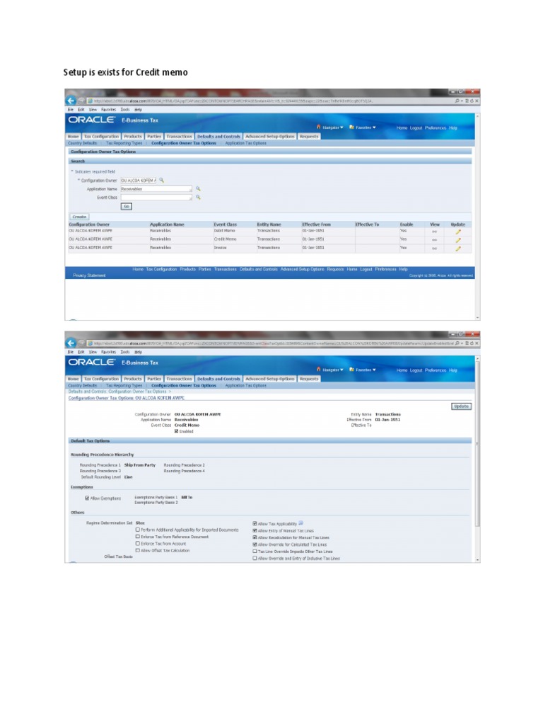 Credit Memo Setup Instructions | PDF