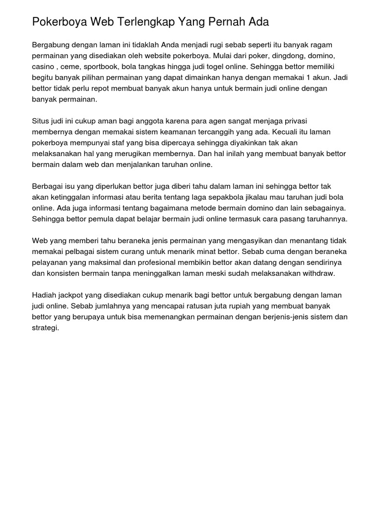 Pokerboya Web Terlengkap Yang Pernah Ada | PDF