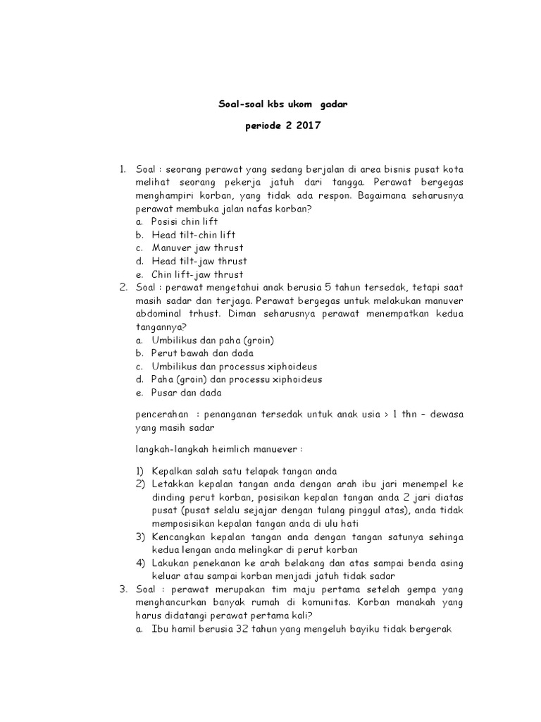Soal Ukom Gadar | PDF | Kesehatan Holistik | Sains & Matematika