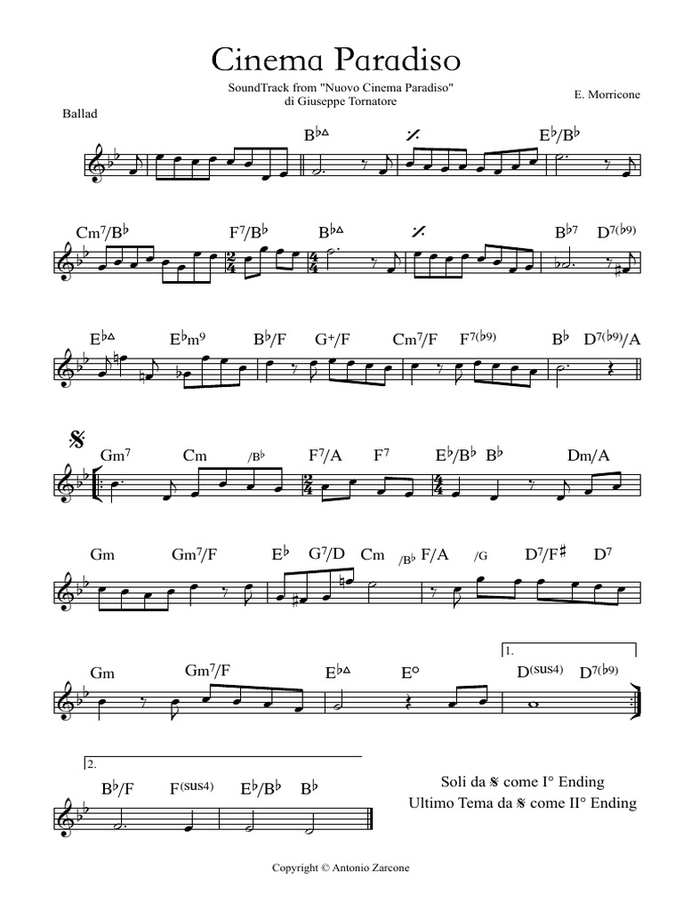 Cinema Paradiso Partitura Completa | PDF