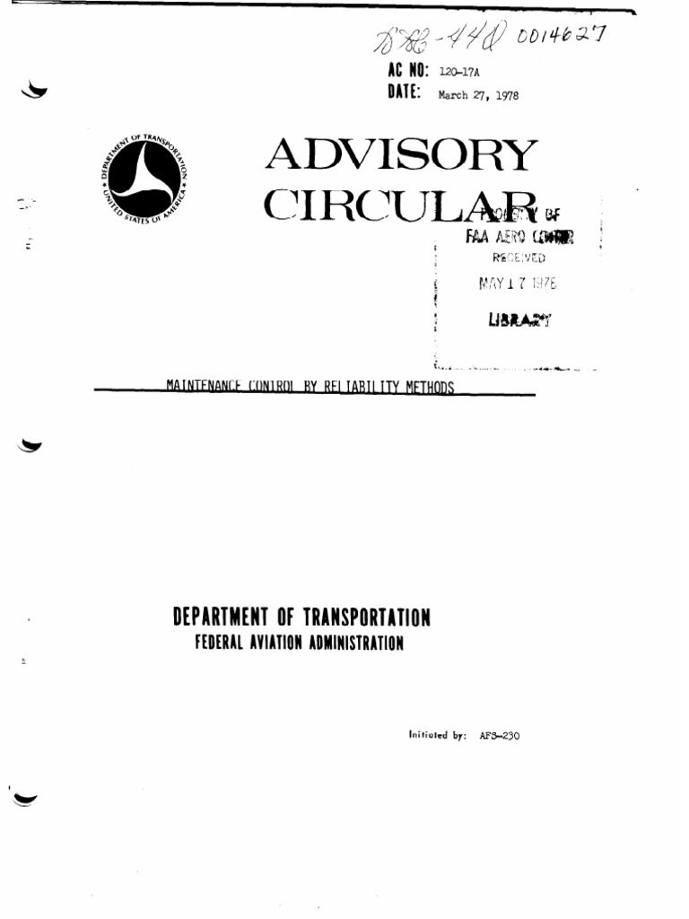 FAA AC 120-17A Maintenance Control by Reliability Method | PDF ...