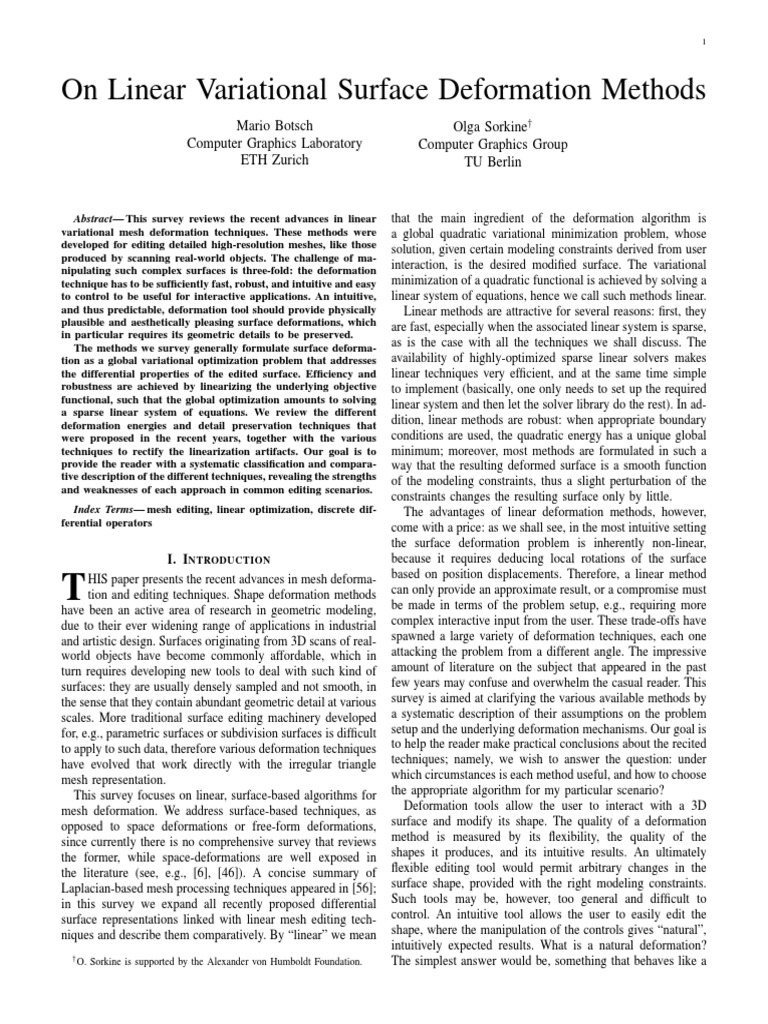 2008 On Linear Variational Surface Deformation Methods | PDF ...