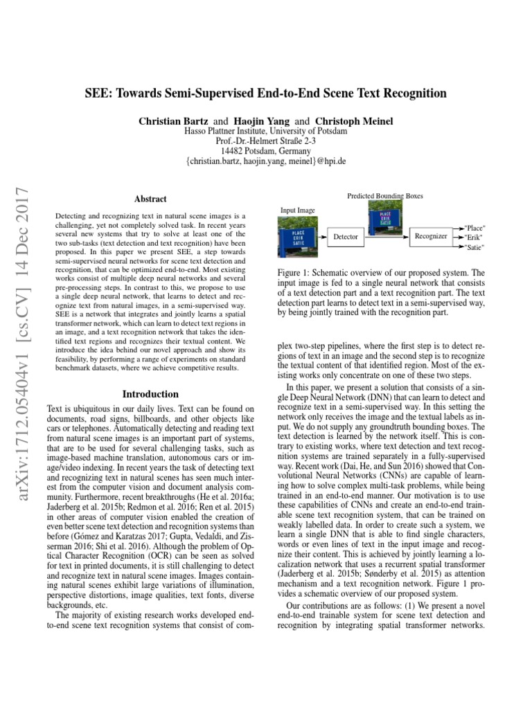 SEE: Towards Semi-Supervised End-to-End Scene Text Recognition | PDF ...
