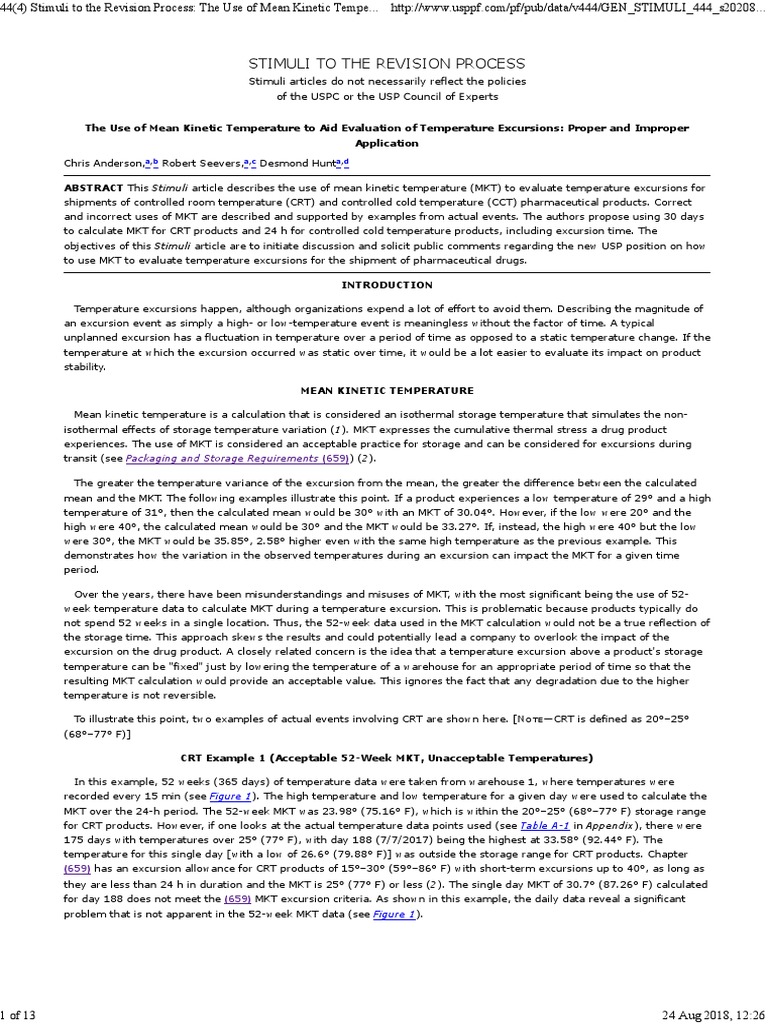 Evaluating Mean Kinetic Temperature Excursions | PDF | Fahrenheit ...