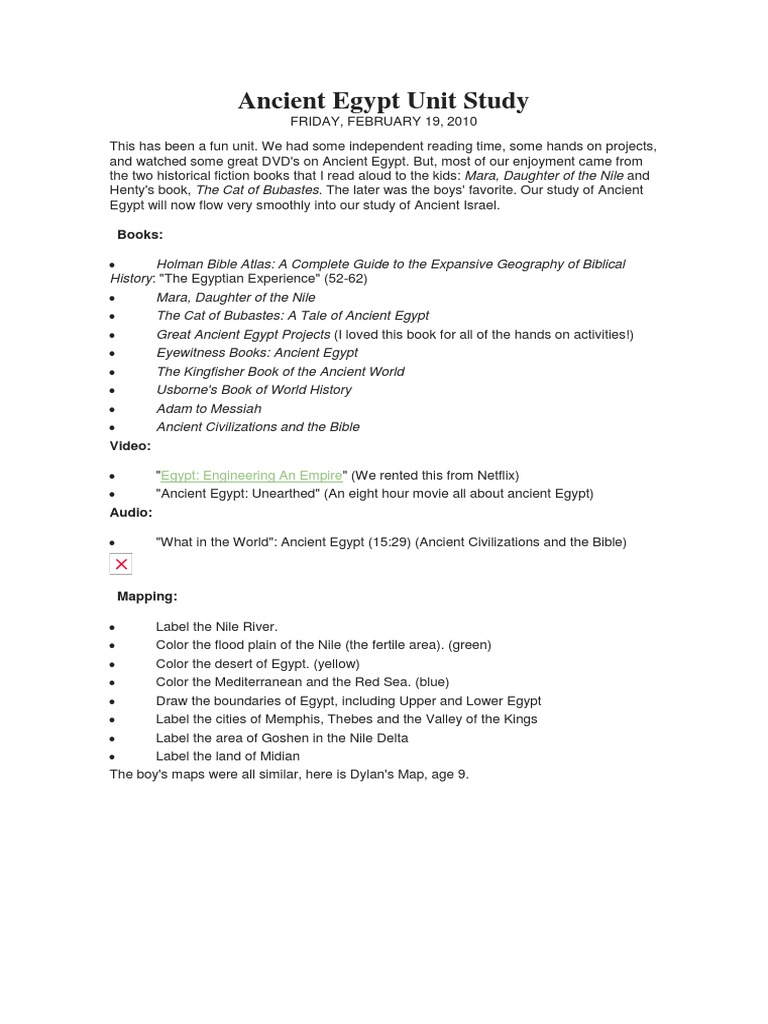 Ancient Egypt Unit Study | PDF | Papyrus | Ancient Egypt