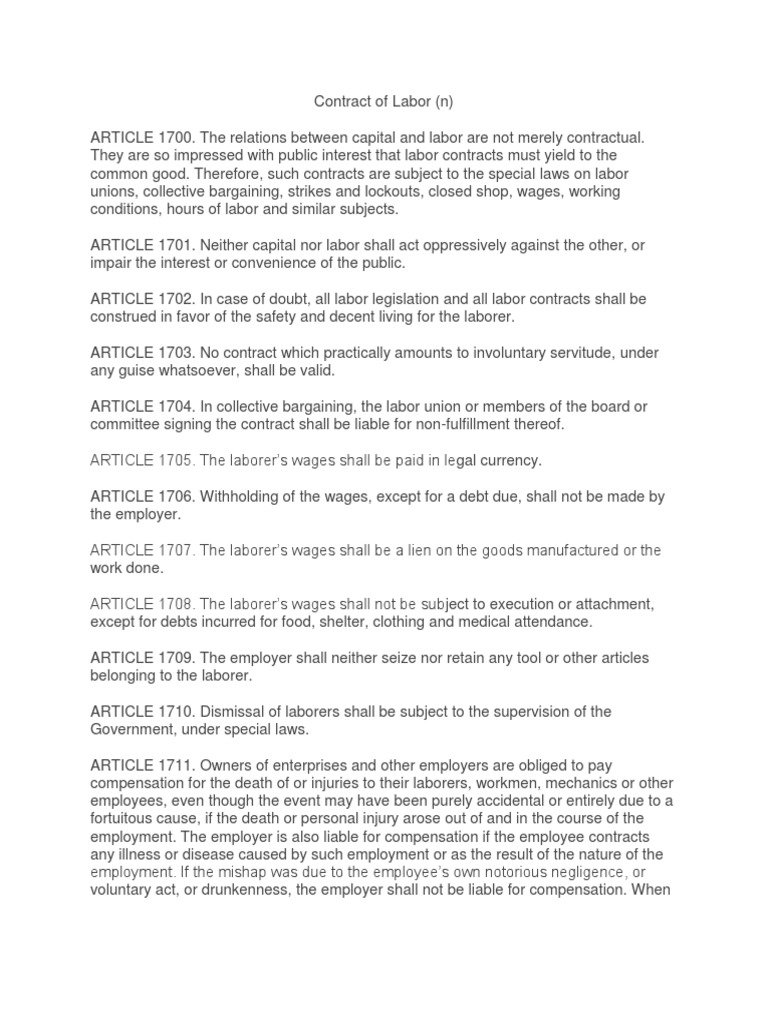 Contract of Labor | PDF | Trade Union | Labour Law