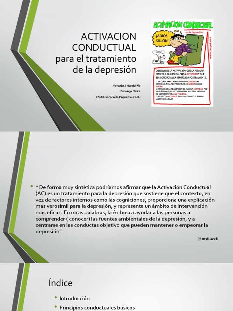 Activación Conductual para El Tratamiento de La Depresión | Depresión ...
