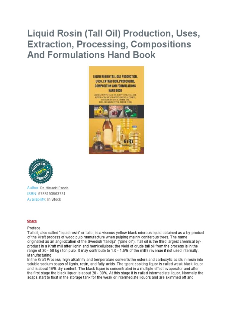 Liquid Rosin and Tall Oil Processing and Formulations | PDF | Chemical ...