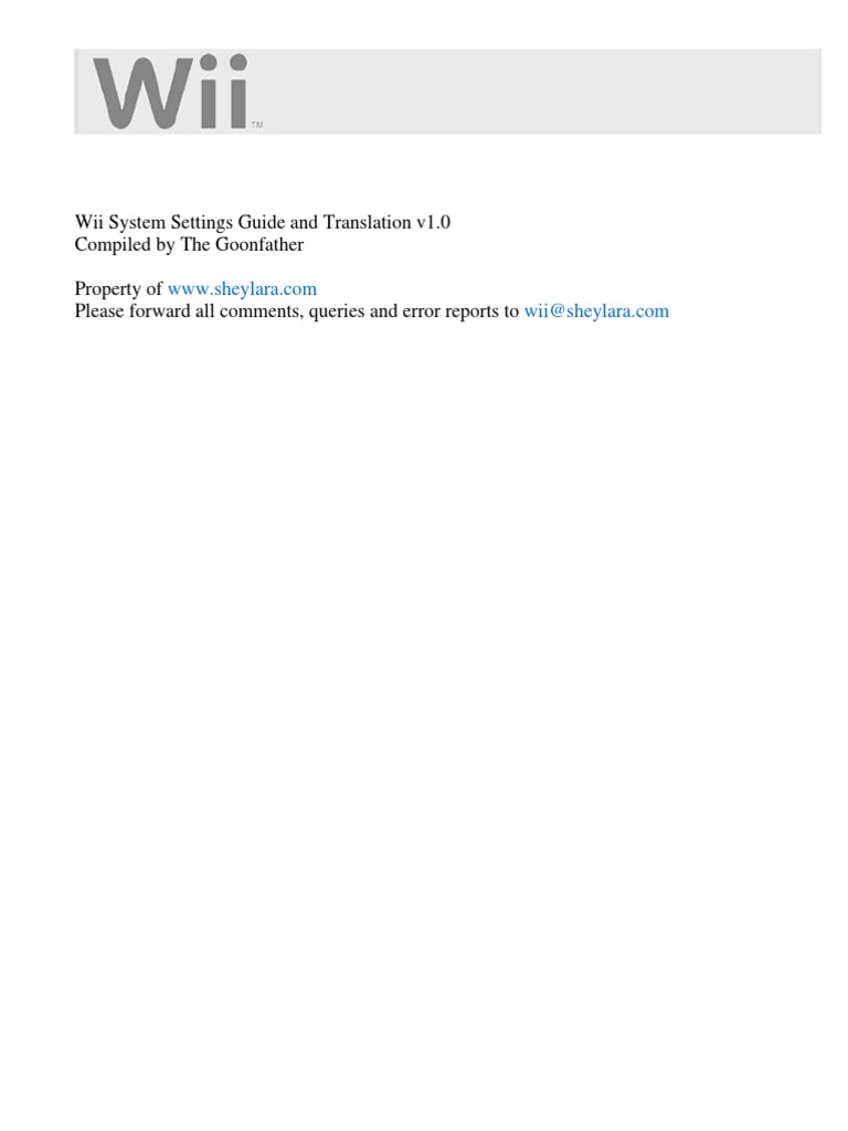 Wii System Settings Overview Guide | PDF | Wii | Ip Address