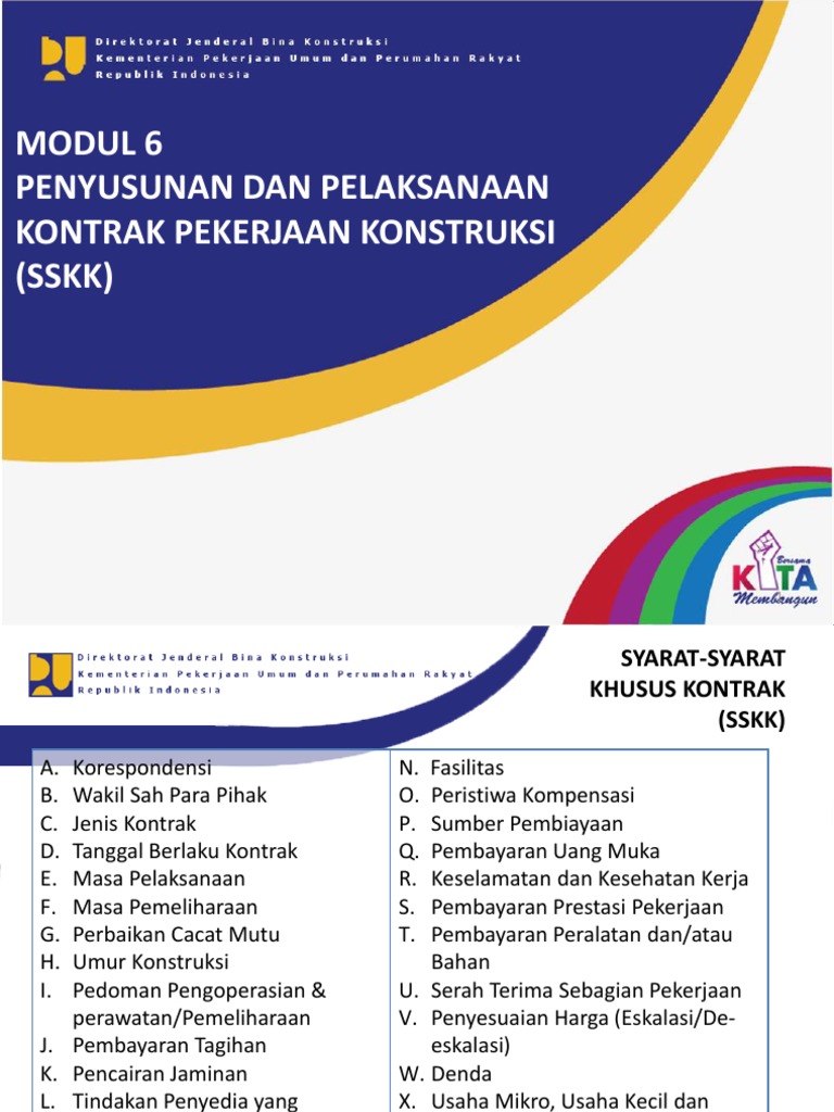 Modul 6 - Penyusunan Dan Pelaksanaan Kontrak Konstruksi SSKK FINAL | PDF