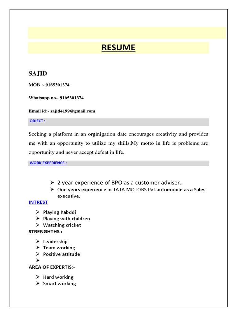 Resume Sajid | PDF