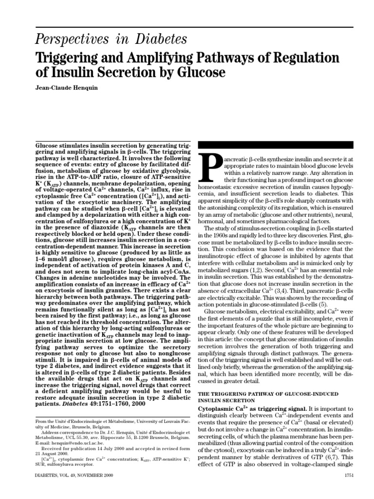Triggering and Amplifying Pathways of Regulation of Insulin Secretion ...