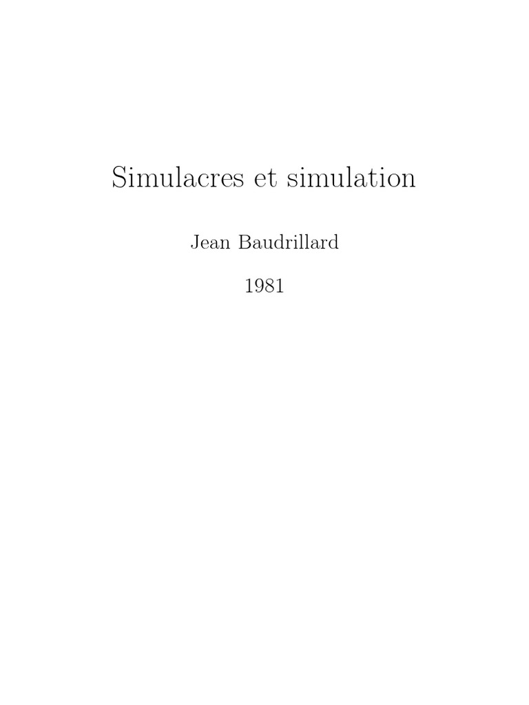 Simulacres Et Simulation - Jean Baudrillard | PDF | Vérité | Dieu