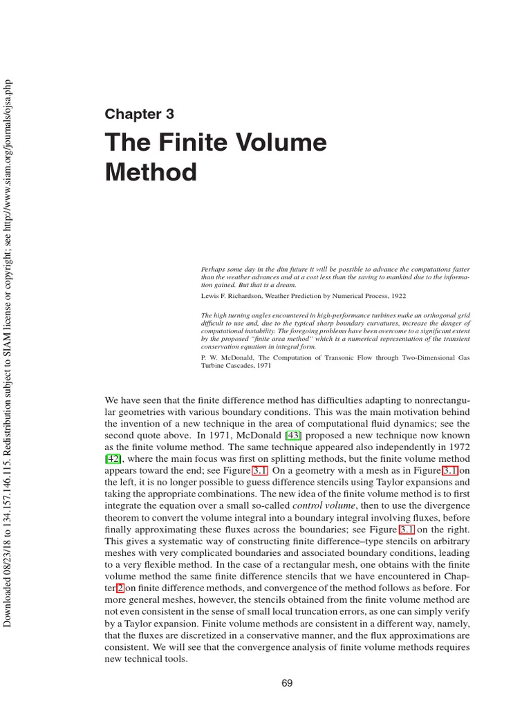 The Finite Volume Method: Lewis F. Richardson, Weather Prediction by Numerical Process, 1922 ...