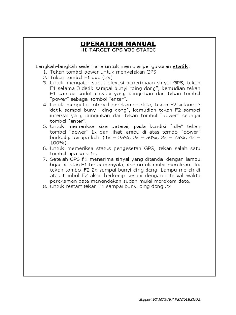 Panduan Penggunaan Mode Statik GPS | PDF