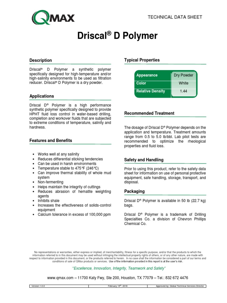 Driscal-D Polymer QMAX | PDF | Chemical Substances | Chemistry