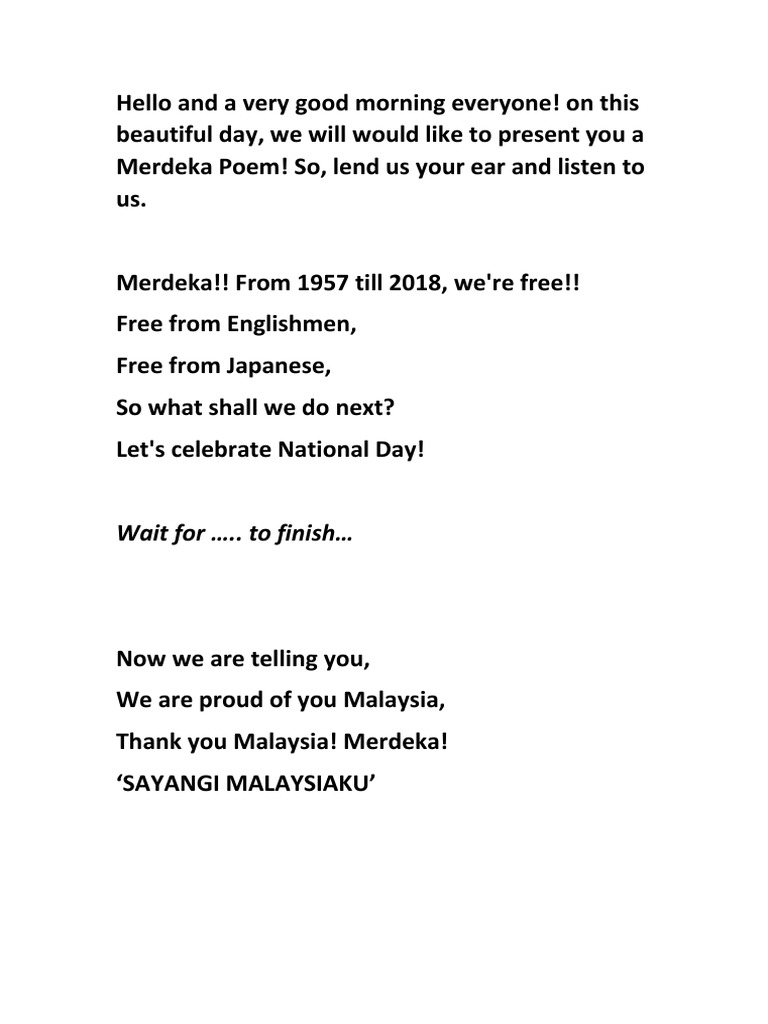 Poem Kemerdekaan 2018 | PDF