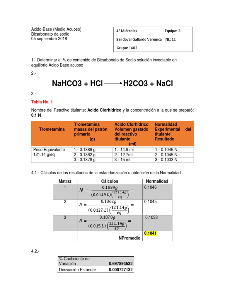 Bicarbonato de Sodio Solucion Inyectable v1.1 | PDF | Ácido clorhídrico ...